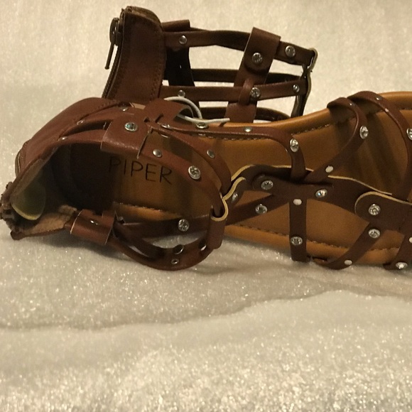 Piper | Shoes | Piper Girls Calypso Brown Cage Sandal Heel Zipper ...